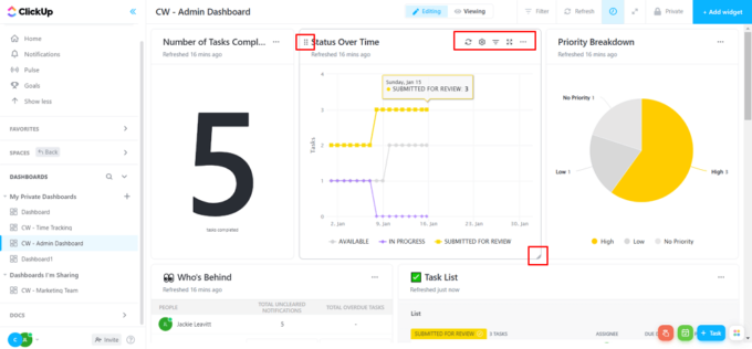 ClickUp Dashboard Tutorial & Examples 2023 [Create & Manage]